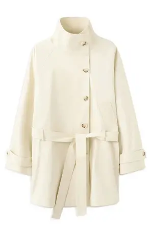 Mango Funnel Neck Belted Trench Coat - Ecru