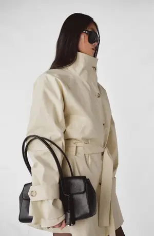 Mango Funnel Neck Belted Trench Coat - Ecru