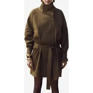Mango Funnel Neck Belted Trench Coat - Medium Brown
