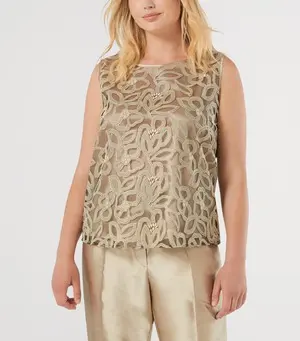 Marina Rinaldi Elegante Tulle Embroidered Blouse