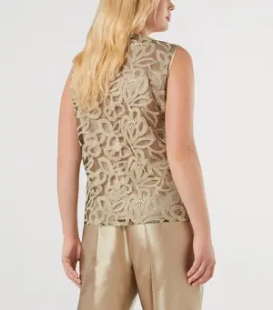 Marina Rinaldi Elegante Tulle Embroidered Blouse