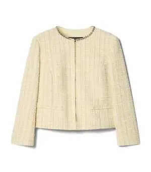 Marina Rinaldi Tweed Embellished Blazer - Yellow