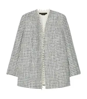 Marina Rinaldi Tweed Embellished Jacket - Blue