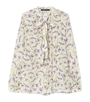 Marina Rinaldi Silk Floral Print Blouse - White