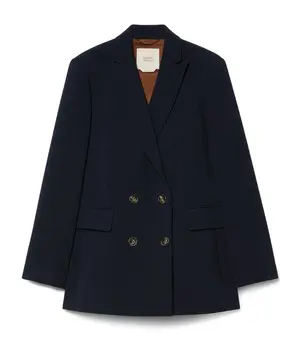 Marina Rinaldi Cady Double-breasted Blazer - Blue
