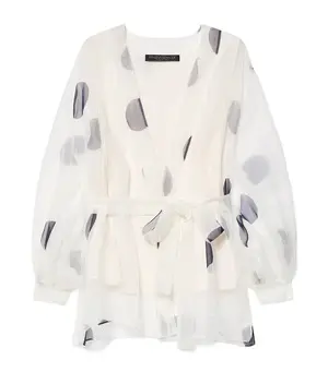 Marina Rinaldi Silk Polka Dot Blouse - White