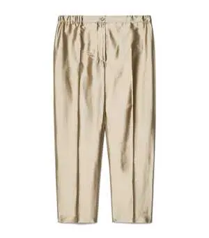 Marina Rinaldi Silk Tailored Trousers - Beige