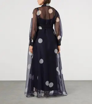 Marina Rinaldi Silk Polka Dot Maxi Shirt Dress