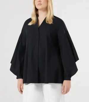 Marina Rinaldi Cotton V-neck Blouse