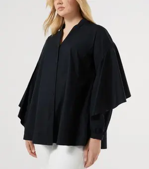 Marina Rinaldi Cotton V-neck Blouse