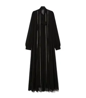 Marina Rinaldi Embellished Pussybow Maxi Dress - Black