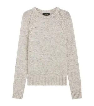 BOSS Cashmere-wool Tweed-effect Sweater - White