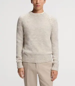 BOSS Cashmere-wool Tweed-effect Sweater
