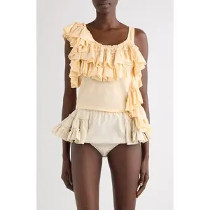 Dries Van Noten Ruffled Mousseline Top - Ivory