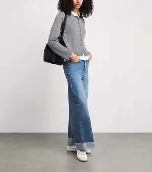 ME+EM Cashmere Roll-trim Cardigan - Grey