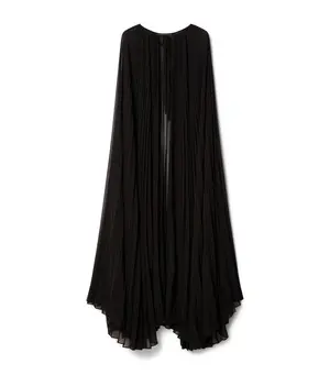 Marina Rinaldi Georgette Plissé Cape - Black