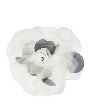 Marina Rinaldi Silk Organza Flower Brooch - White