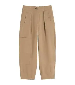 Max Mara Cotton Twill Cargo Trousers - Beige