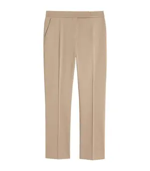 Max Mara Cotton Straight Tailored Trousers - Green