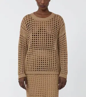 Max Mara Cotton Open-knit Sweater - Beige