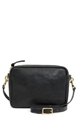Clare V. Midi Sac Petit Caviar Leather Crossbody Bag - Black