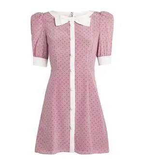 Alessandra Rich Silk Bow-embellished Mini Dress - Pink