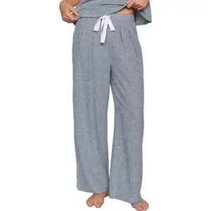 Eberjey Linen Blend Drawstring Lounge Pants - Gingham White/navy