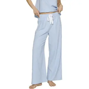 Eberjey Linen Blend Drawstring Lounge Pants - Gingham White/summer