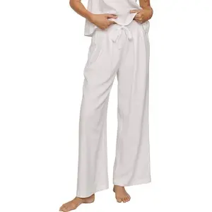 Eberjey Linen Blend Drawstring Lounge Pants - White