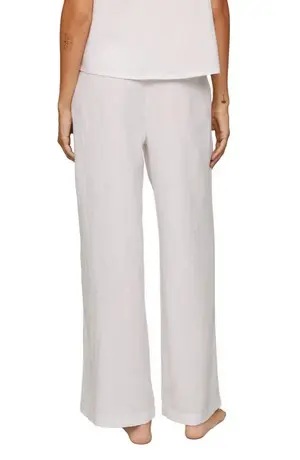 Eberjey Linen Blend Drawstring Lounge Pants - White