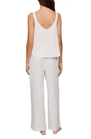 Eberjey Linen Blend Drawstring Lounge Pants - White