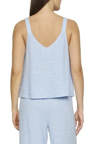 Eberjey Linen Blend V-neck Camisole - Gingham White/summer