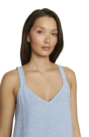 Eberjey Linen Blend V-neck Camisole - Gingham White/summer