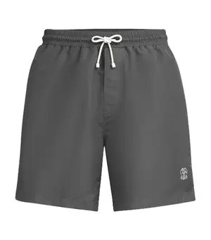 Brunello Cucinelli Embroidered Swim Shorts - Grey