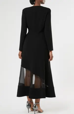 Marina Rinaldi Giunto Mixed Media Long Sleeve Dress