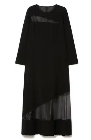 Marina Rinaldi Giunto Mixed Media Long Sleeve Dress
