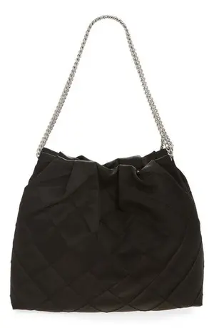 Tory Burch Fleming Quilted Nylon Hobo Bag - Black