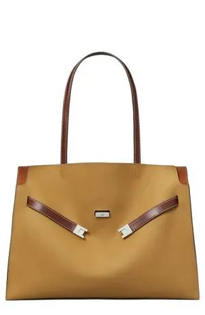 Tory Burch Lee Radziwill Canvas Tote - Khaki