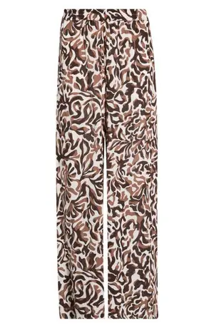 Elan Print Wide Leg Pants - Brown Carolina