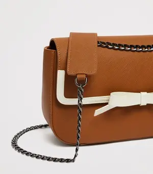 Marina Rinaldi Bow-detail Saffiano Leather Shoulder Bag