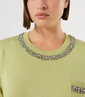Marina Rinaldi Embellished Short-sleeve Sweater