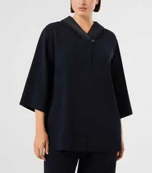 Marina Rinaldi Cotton Hooded Blouse