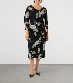 Marina Rinaldi Cotton-blend Lace Midi Skirt