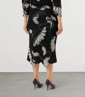 Marina Rinaldi Cotton-blend Lace Midi Skirt