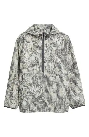 Zella Popover Windbreaker Jacket - Grey Granite Abstract
