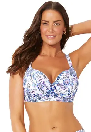 SWIMSUITS FOR ALL Bra-sized Underwire Bikini Top With Floral Print - Boho