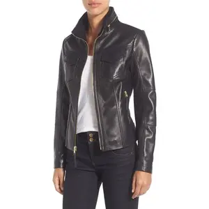 Michael Kors Front Zip Leather Jacket