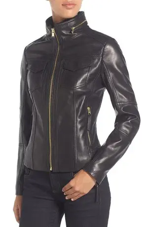Michael Kors Front Zip Leather Jacket
