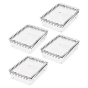 IDESIGN Large Food Storage Bin With Airtight Lidset Of 4 - Clear