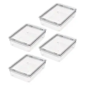 IDESIGN Large Food Storage Bin With Airtight Lidset Of 4 - Clear